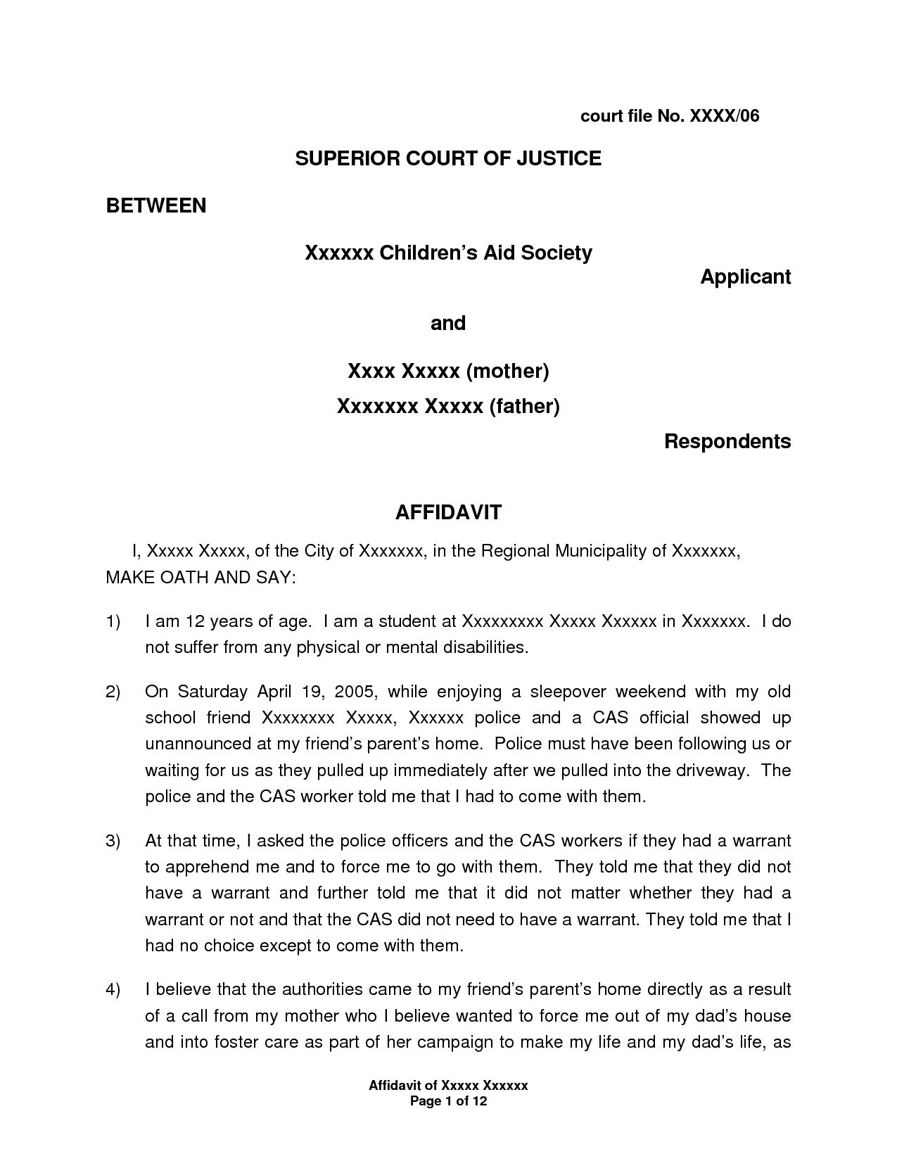 Affidavit Sample Letters - Free Printable Documents