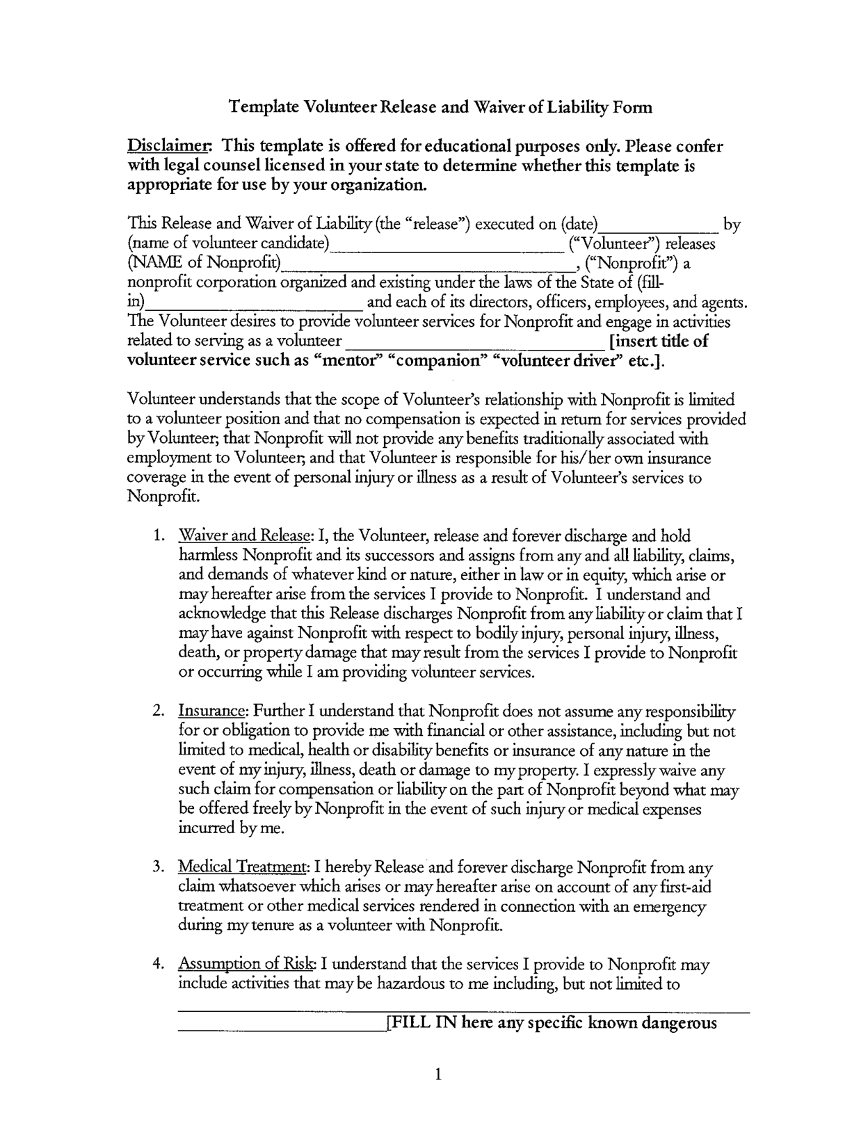 Release Waiver Template - Free Printable Documents