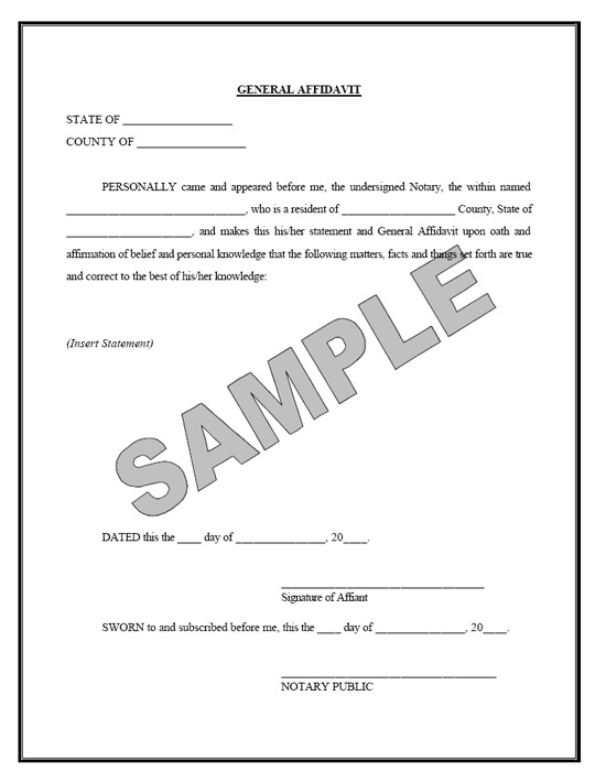 Affidavits Sworn Sample - Free Printable Documents