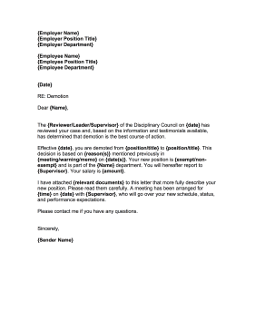 Demotion Letter Template - Free Printable Documents