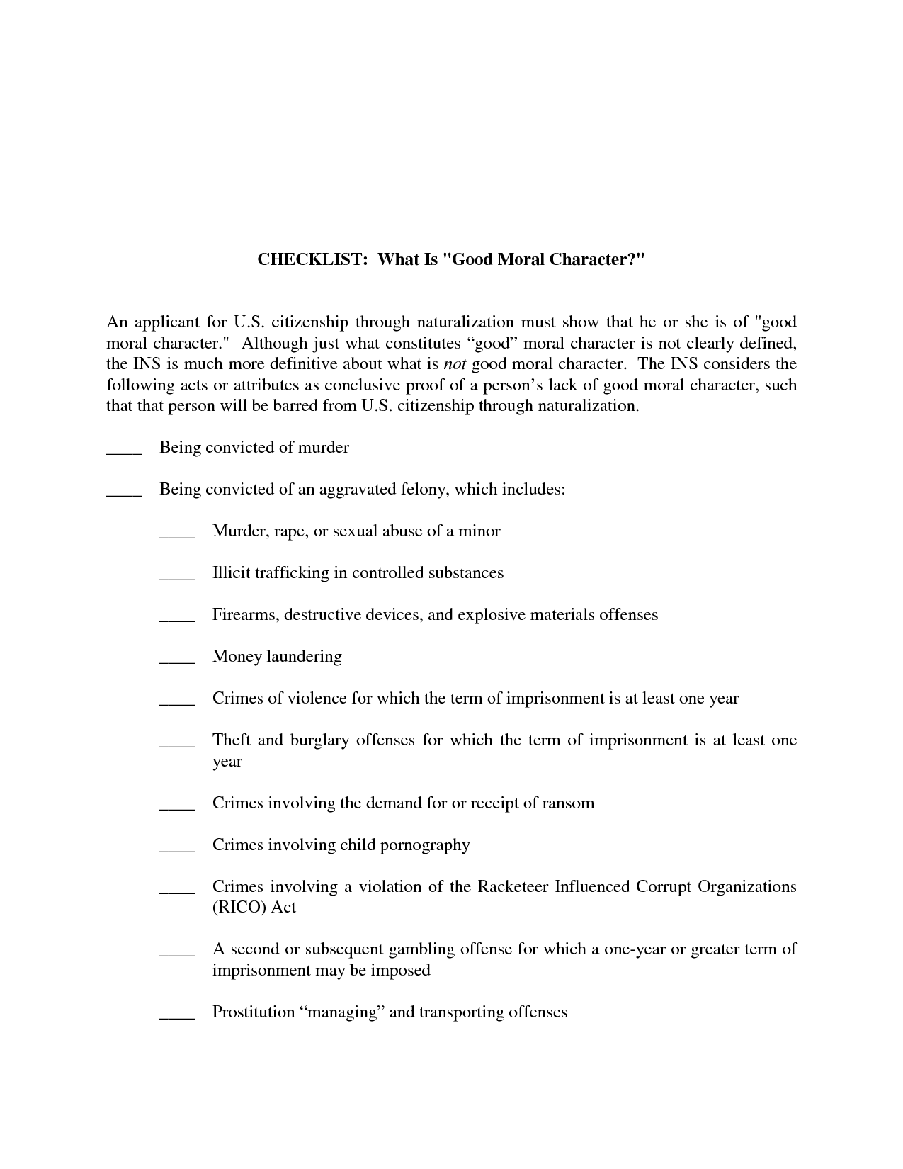 Letter Of Good Moral Character - Free Printable Documents