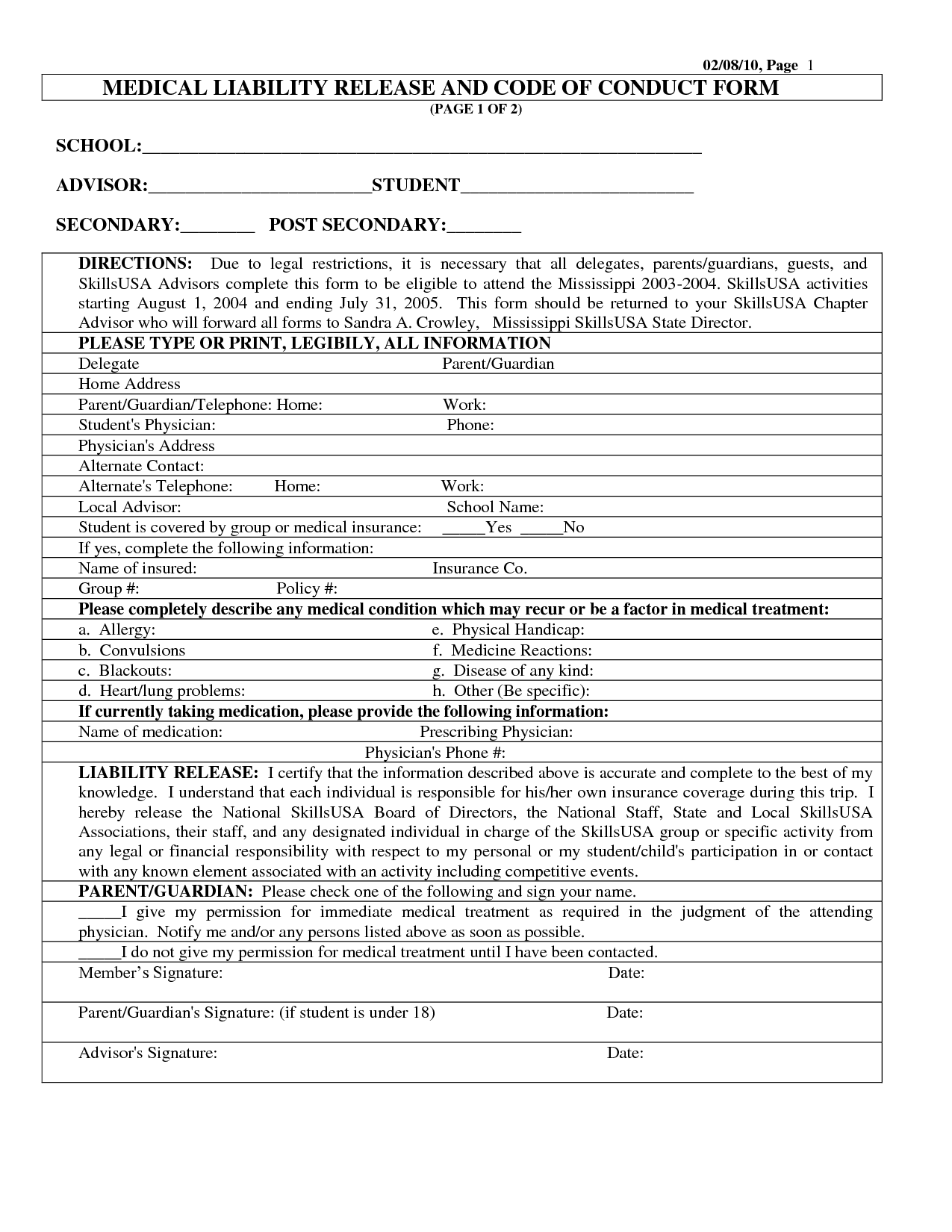 Liability Form Template - Free Printable Documents