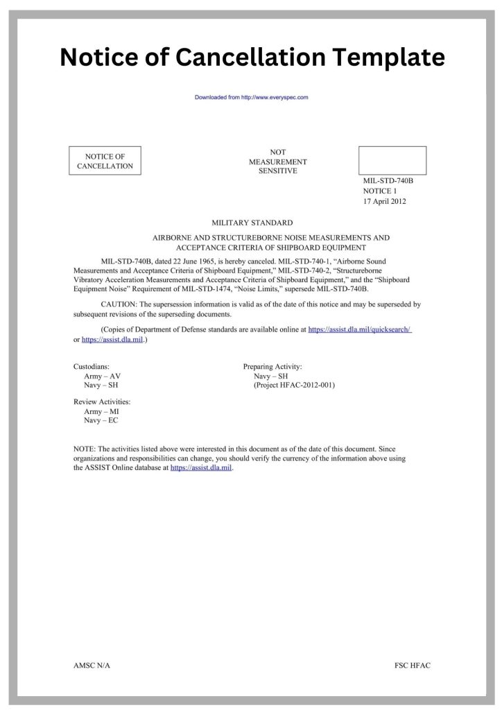 Cancellation Notice Form - Free Printable Documents