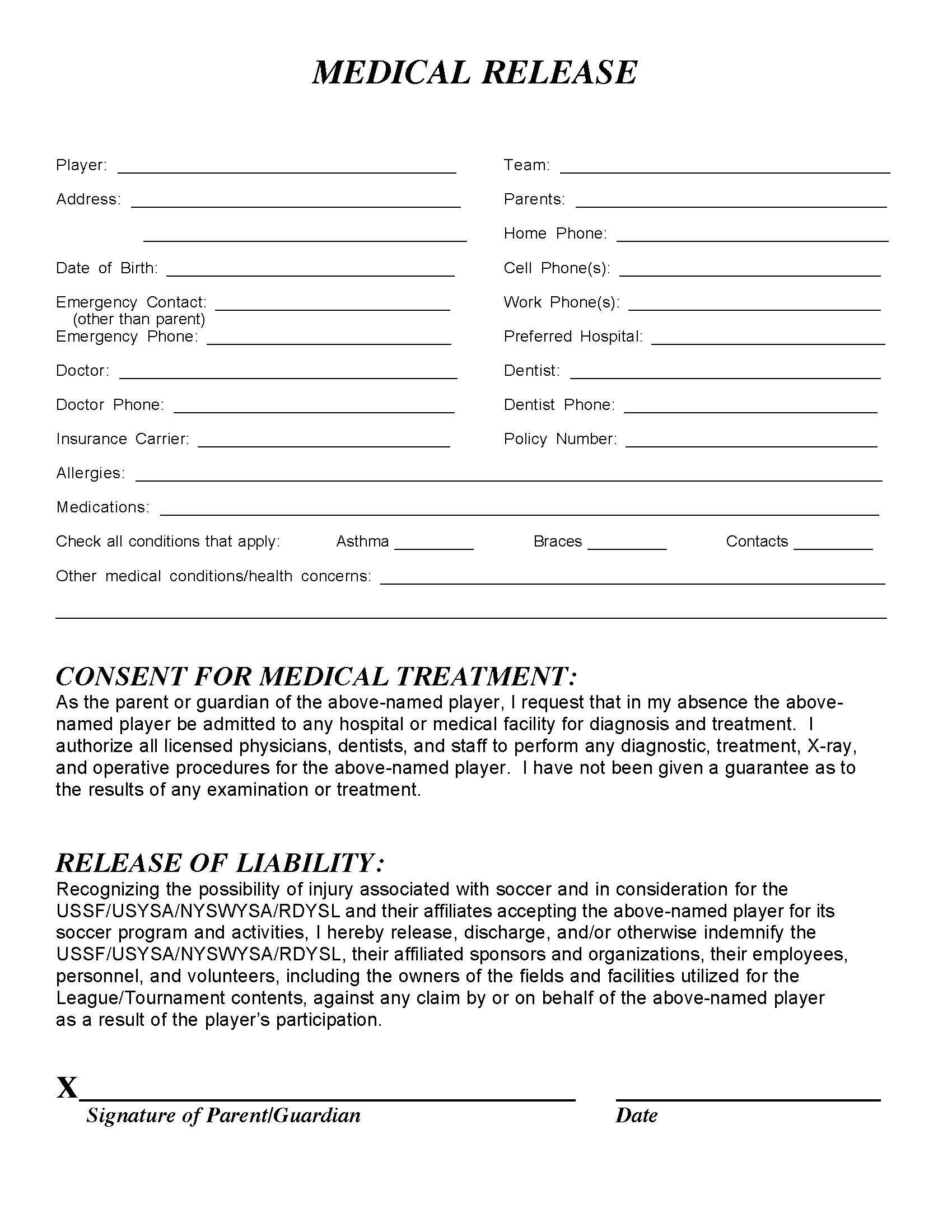 Release Form - Free Printable Documents
