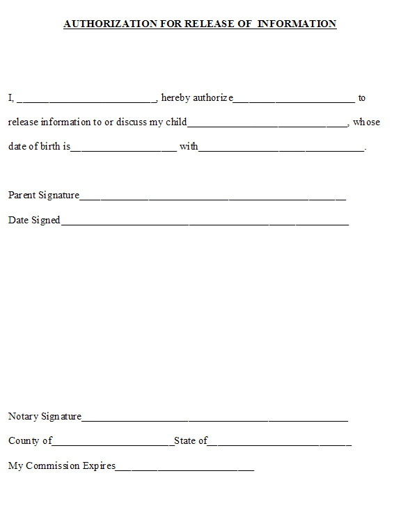 Release Form - Free Printable Documents