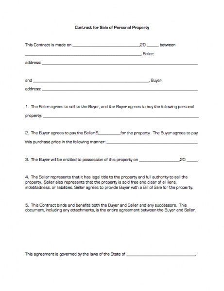 Sale Contract - Free Printable Documents