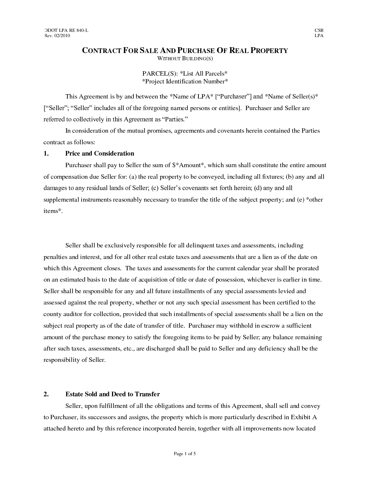 Sale Contract - Free Printable Documents