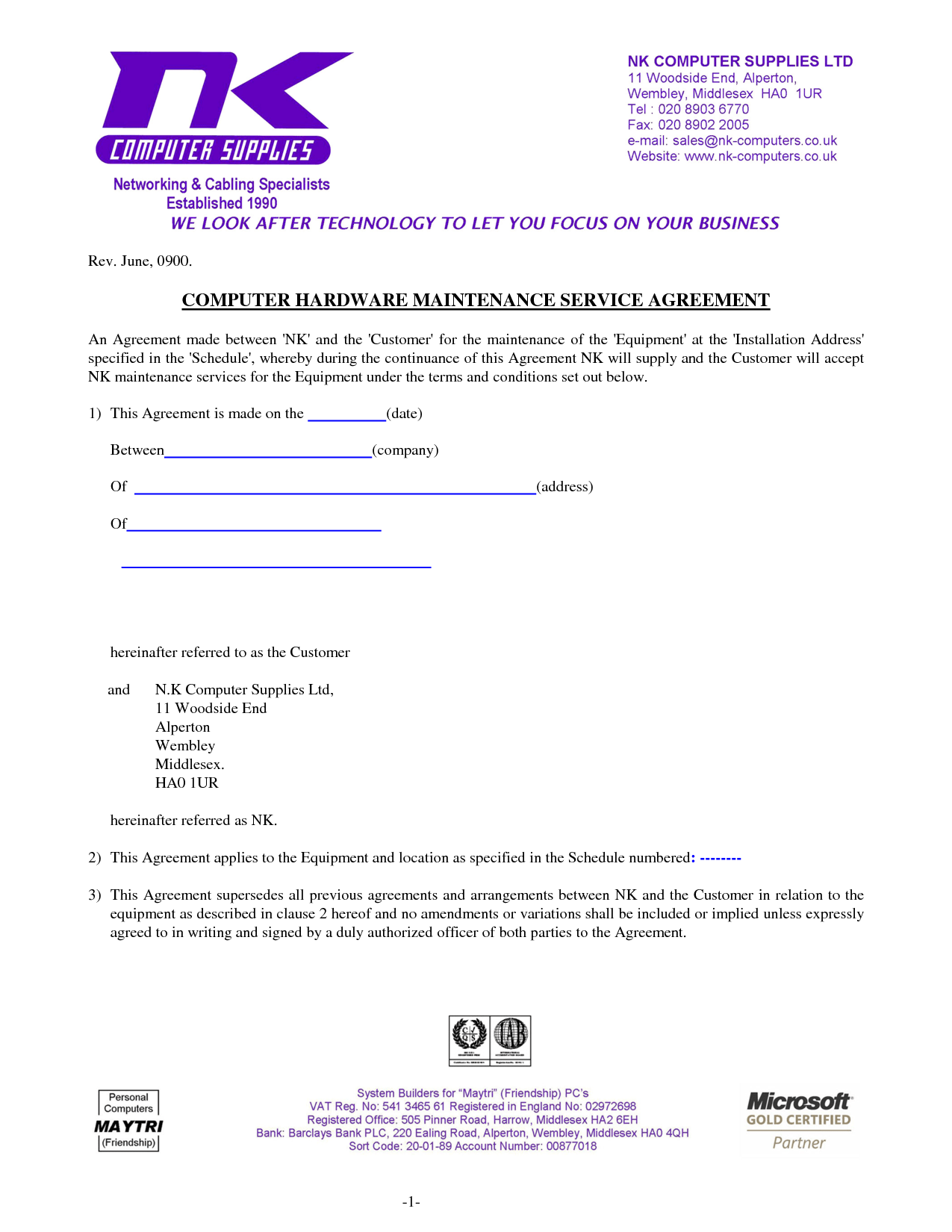 Software Support Agreement Template - Free Printable Documents
