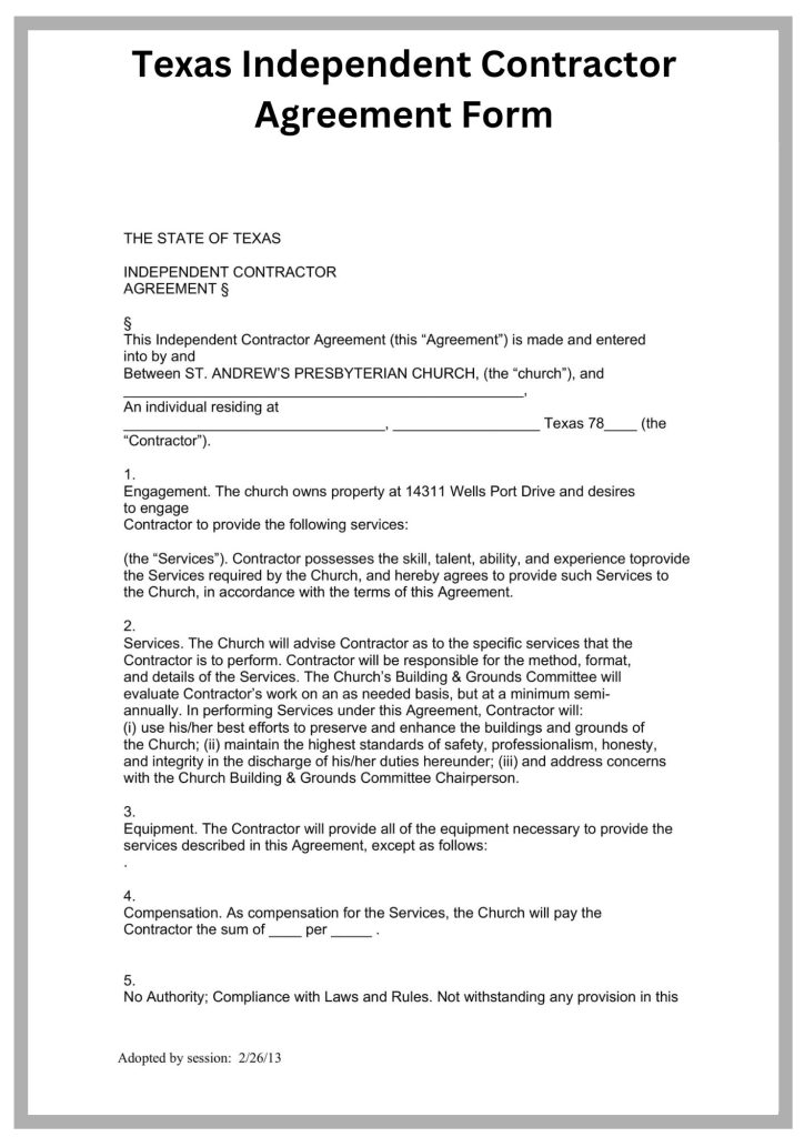 Contractor Agreement - Free Printable Documents