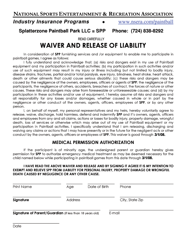 Waiver Form - Free Printable Documents